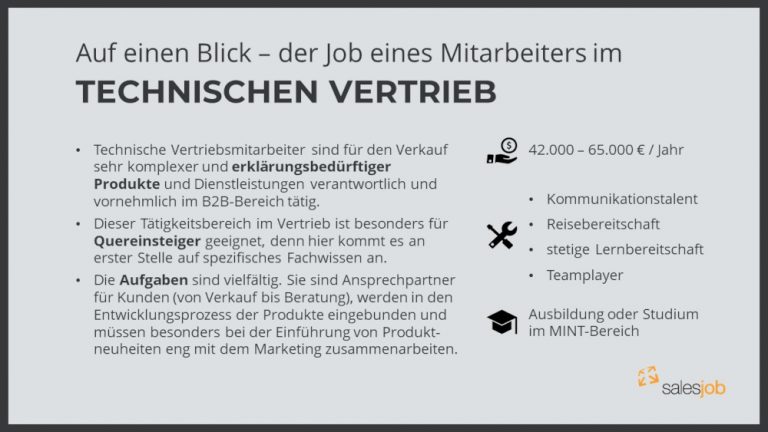 Technischer Vertrieb | Aufgaben & Anforderungen | salesjob